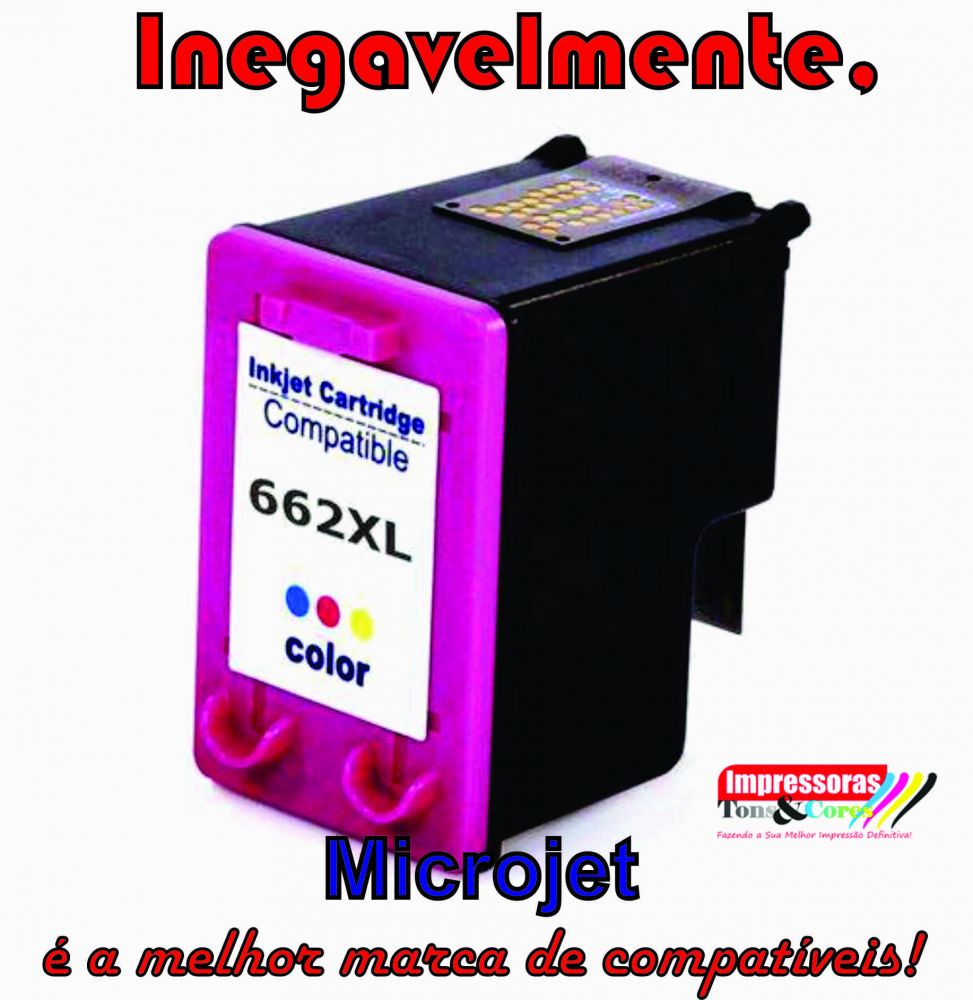 Impressoras tons e cores - CARTUCHO HP 662XL COLOR 10ML MICROJET HC-662XLC