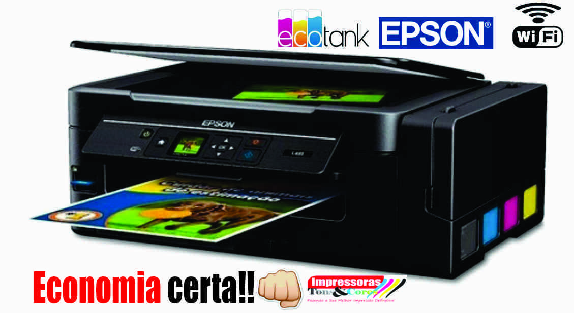Impressoras tons e cores - Multifuncional Epson Eco Tank L495 wifi